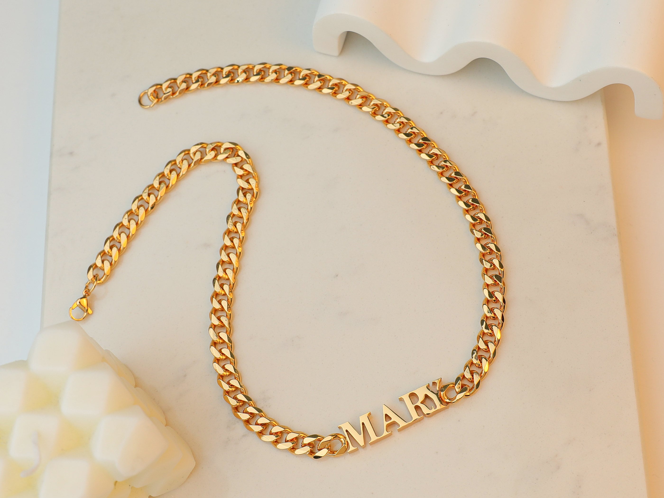 8mm Cuban Name Necklace, Custom Letter Necklace, Vintage Necklace ...