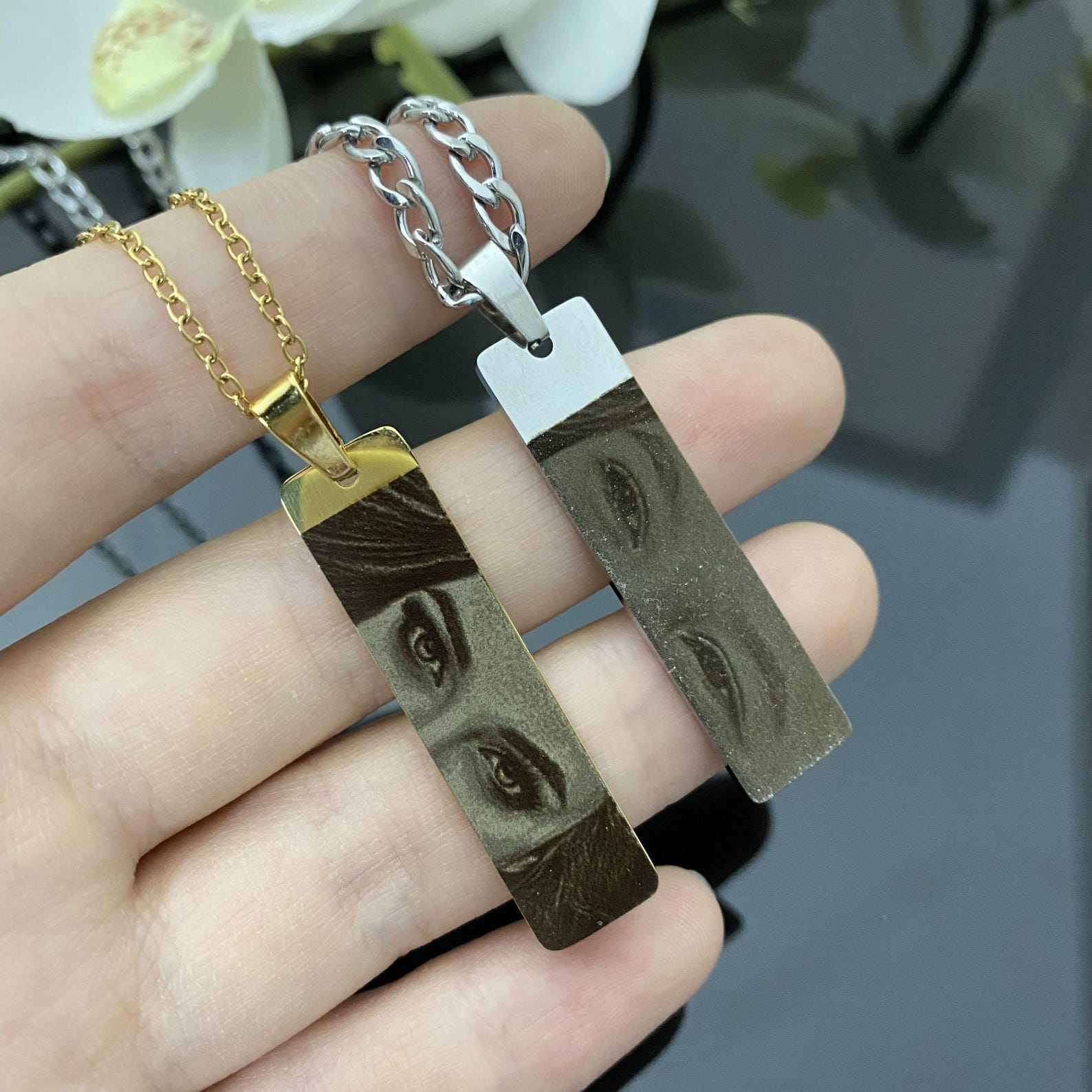 Personalized Engraved Eye Necklace, Custom Couple Gift - Etsy