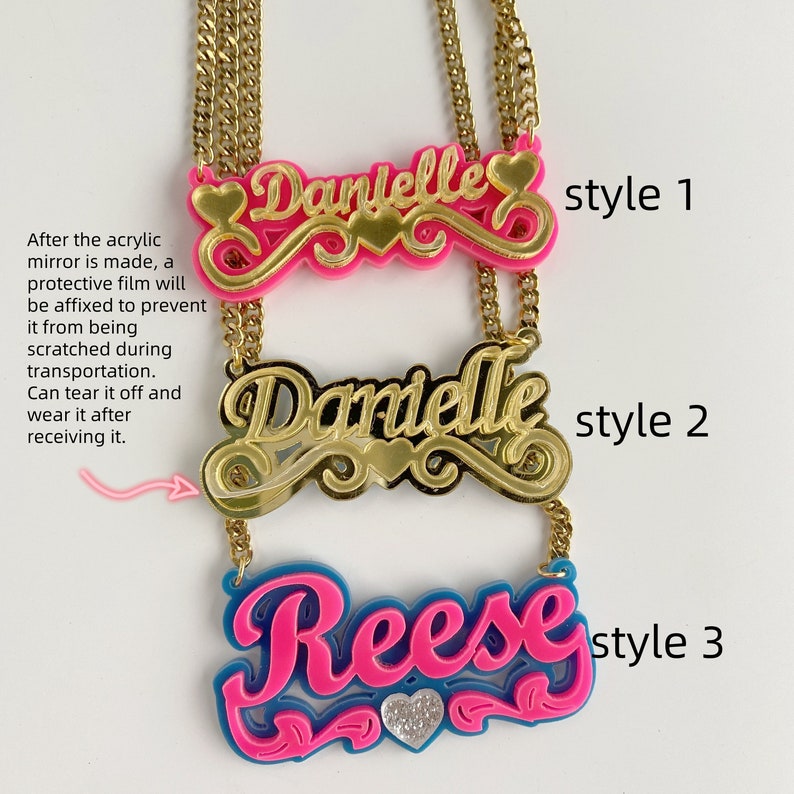 Acrylic Name Plate Necklace: Personalized Colorful Nameplate Jewelry - Etsy