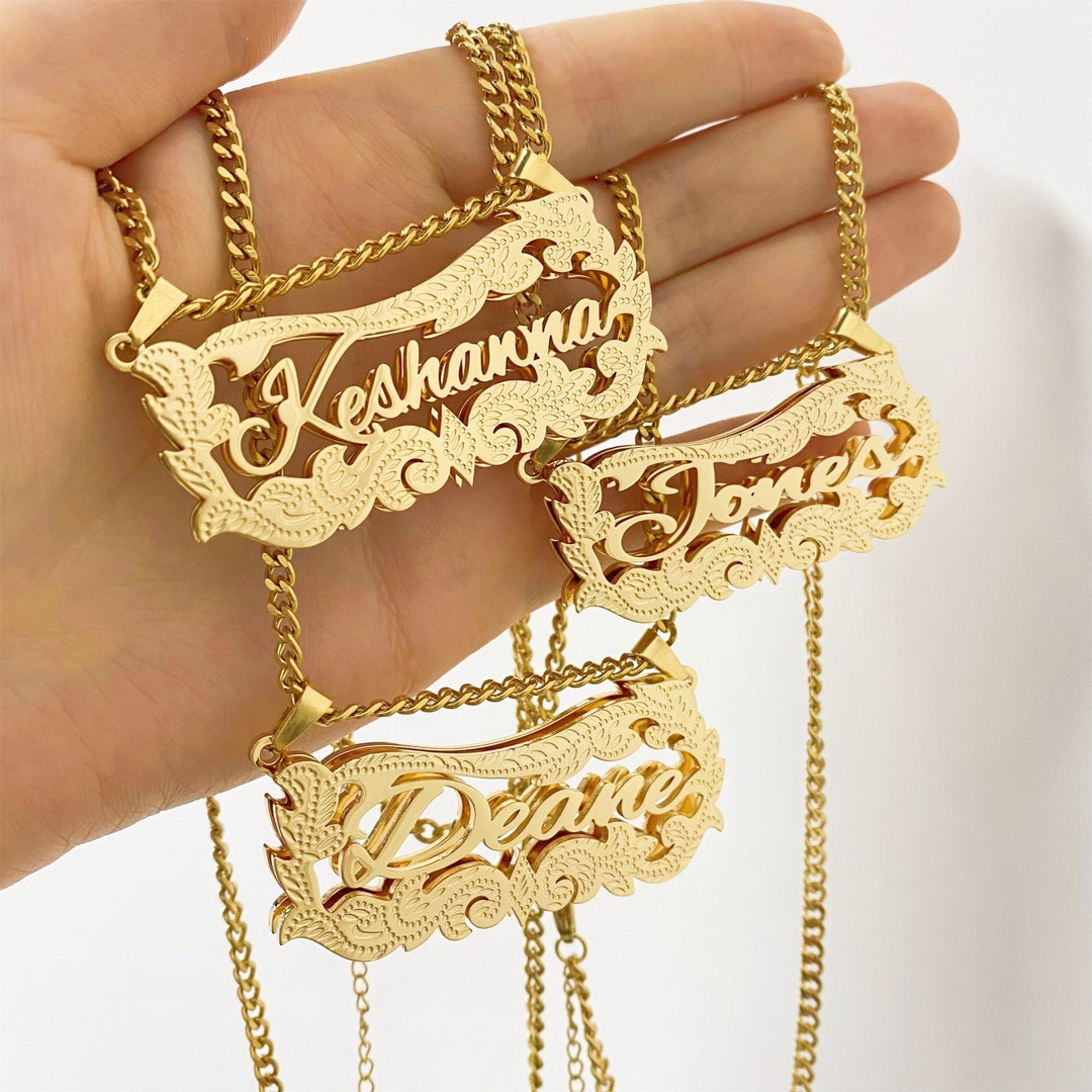 Personalized 18K Gold Filled Nameplate Necklace - Etsy