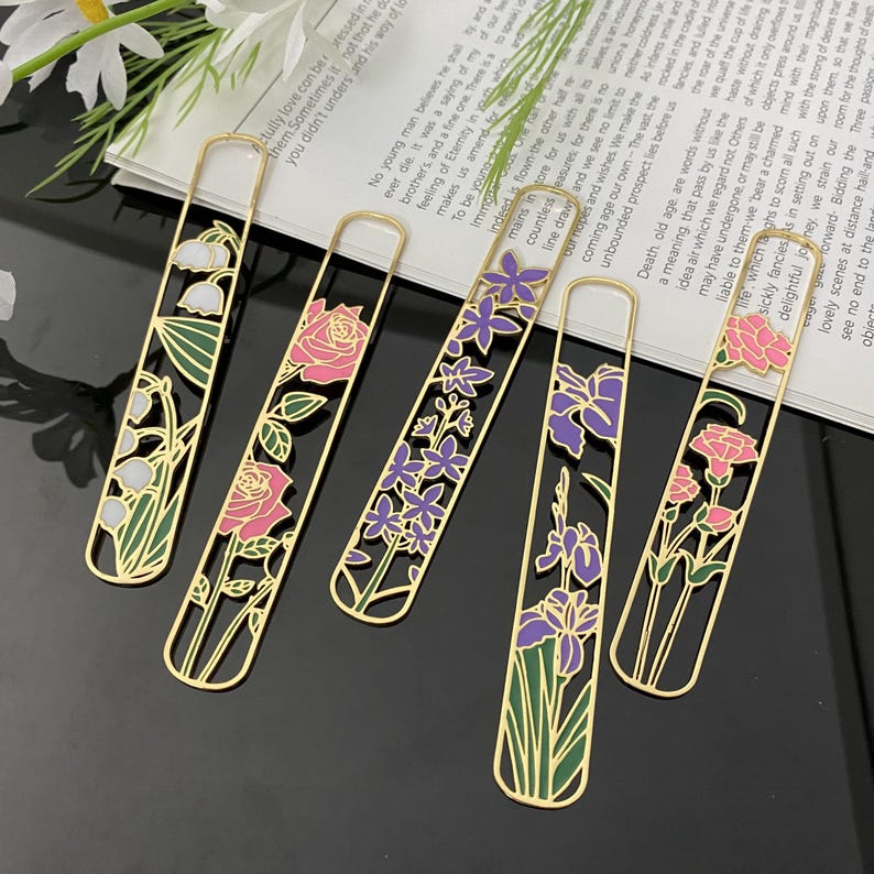 Personalized Color Birth Flower Bookmark: Custom Metal Gift for Book ...