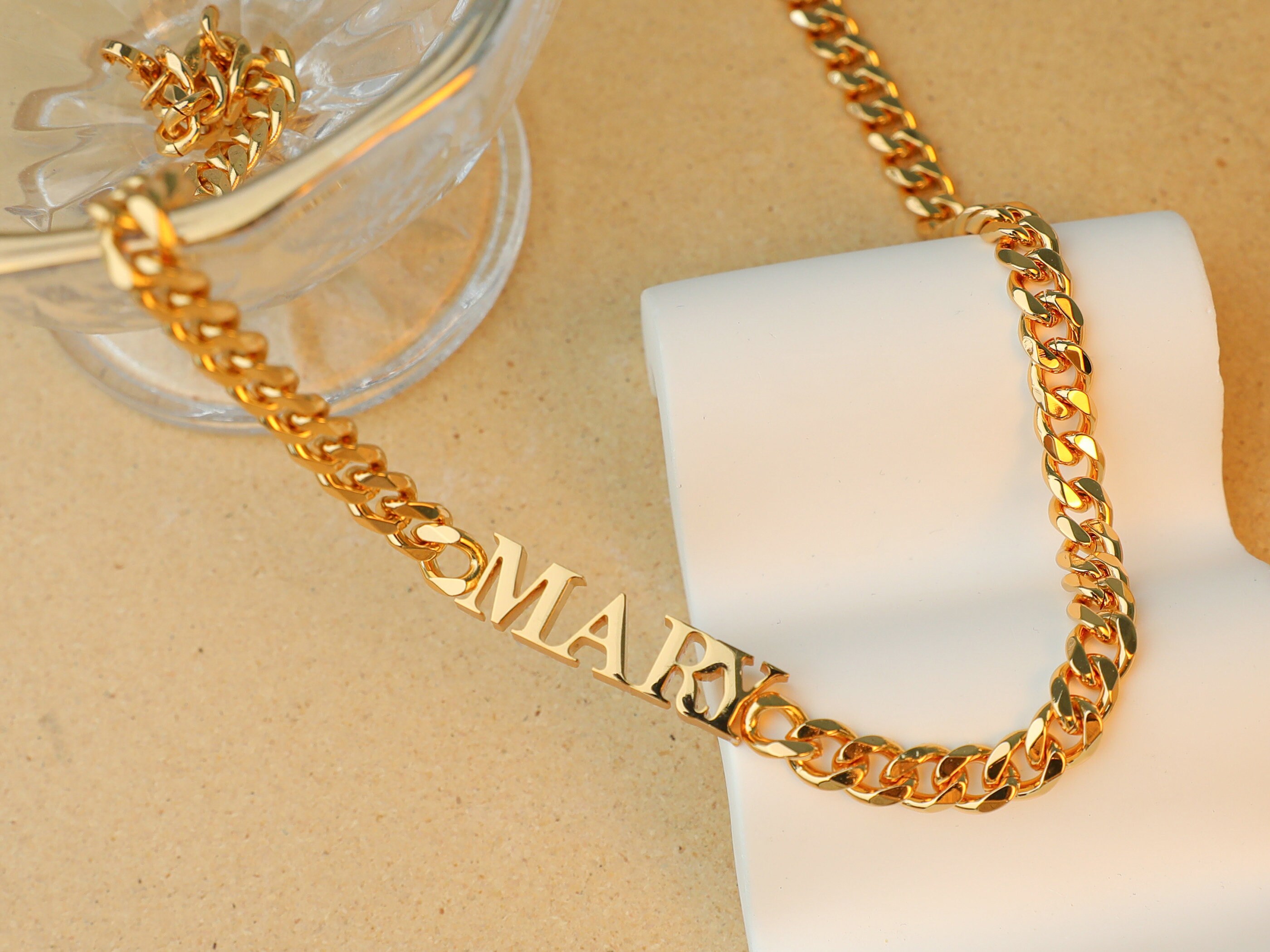 8mm Cuban Name Necklace, Custom Letter Necklace, Vintage Necklace ...