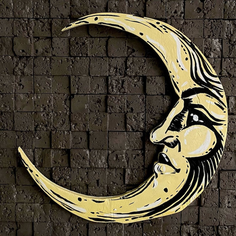 Vintage Moon, Wood Moon, Moon, Astrology, Cartoon Moon, Art Wood ...