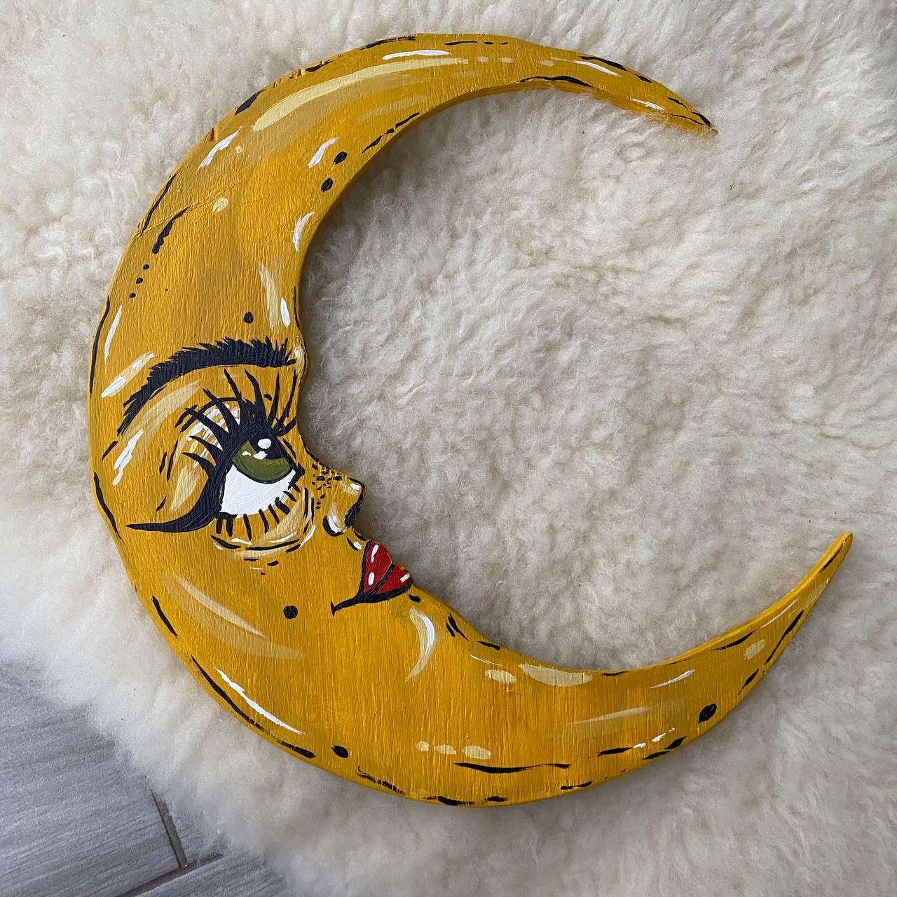 Moon Wood Moon Astrology Cartoon Moon Art Wood Waxing - Etsy
