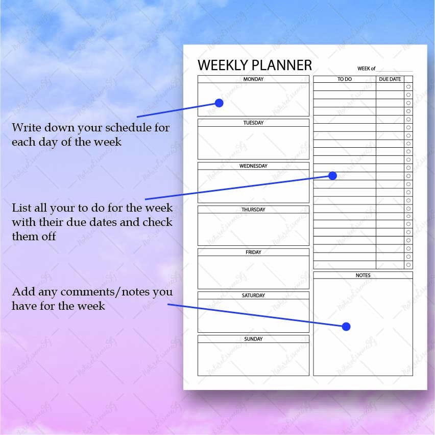 ADHD Weekly Planner. Printable. Simple Minimalist Layout. - Etsy