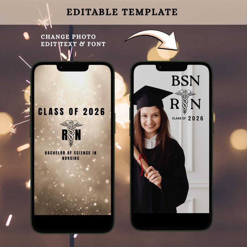 Nursing Digital Graduation Party Announcement Class of 2026, Modern ...