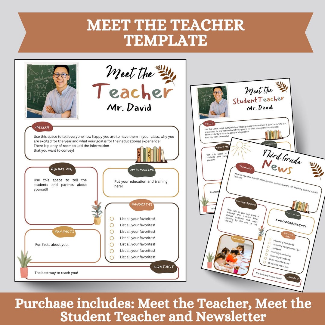 Meet the Teacher Classroom Printable Template, Teacher Introduction ...