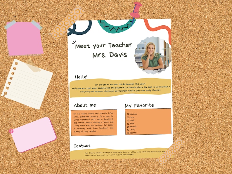Meet the Teacher Templates Editable Colorful Template, Teacher ...