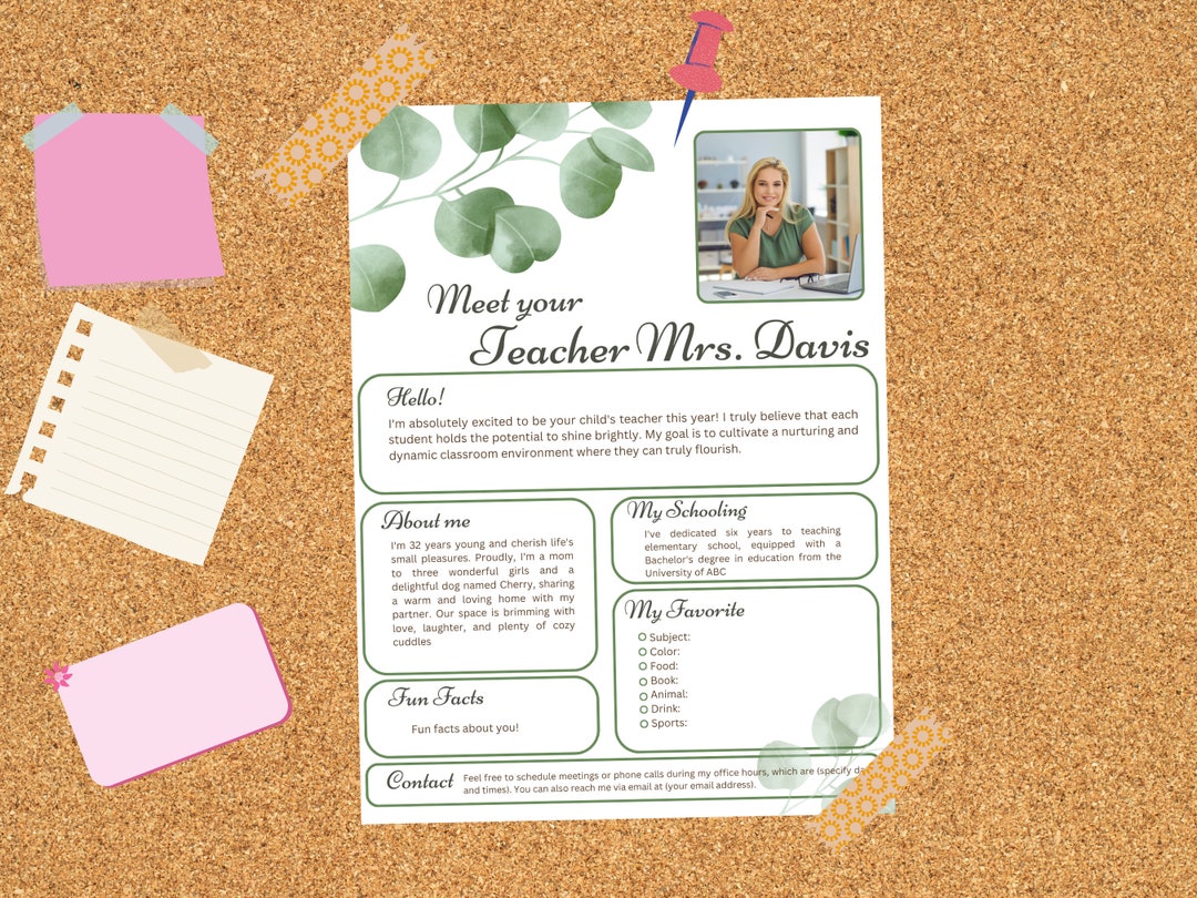 Editable Meet the Teacher Template | Boho Greenery Design (digital ...