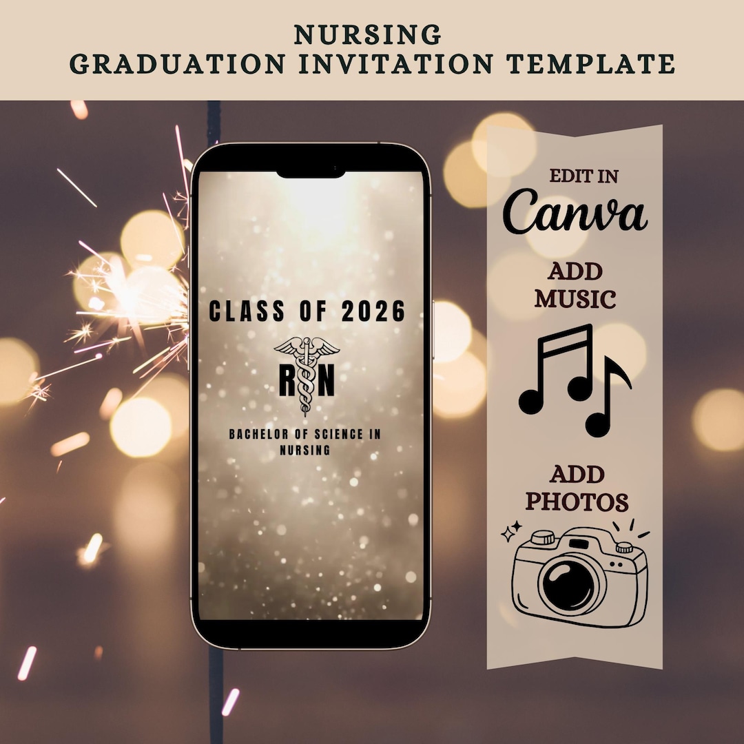 Nursing Digital Graduation Party Announcement Class of 2026, Modern ...