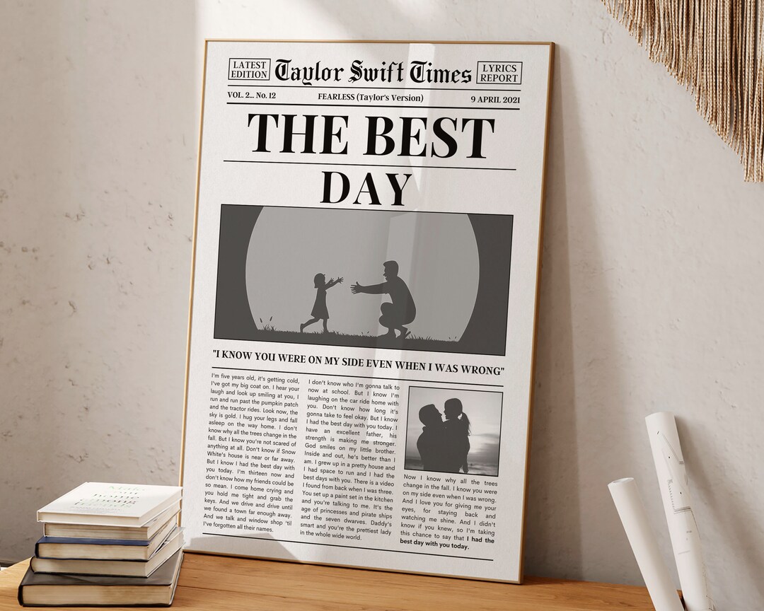 THE BEST DAY Retro Poster, Taylor Digital Newspaper Print, Fearless ...