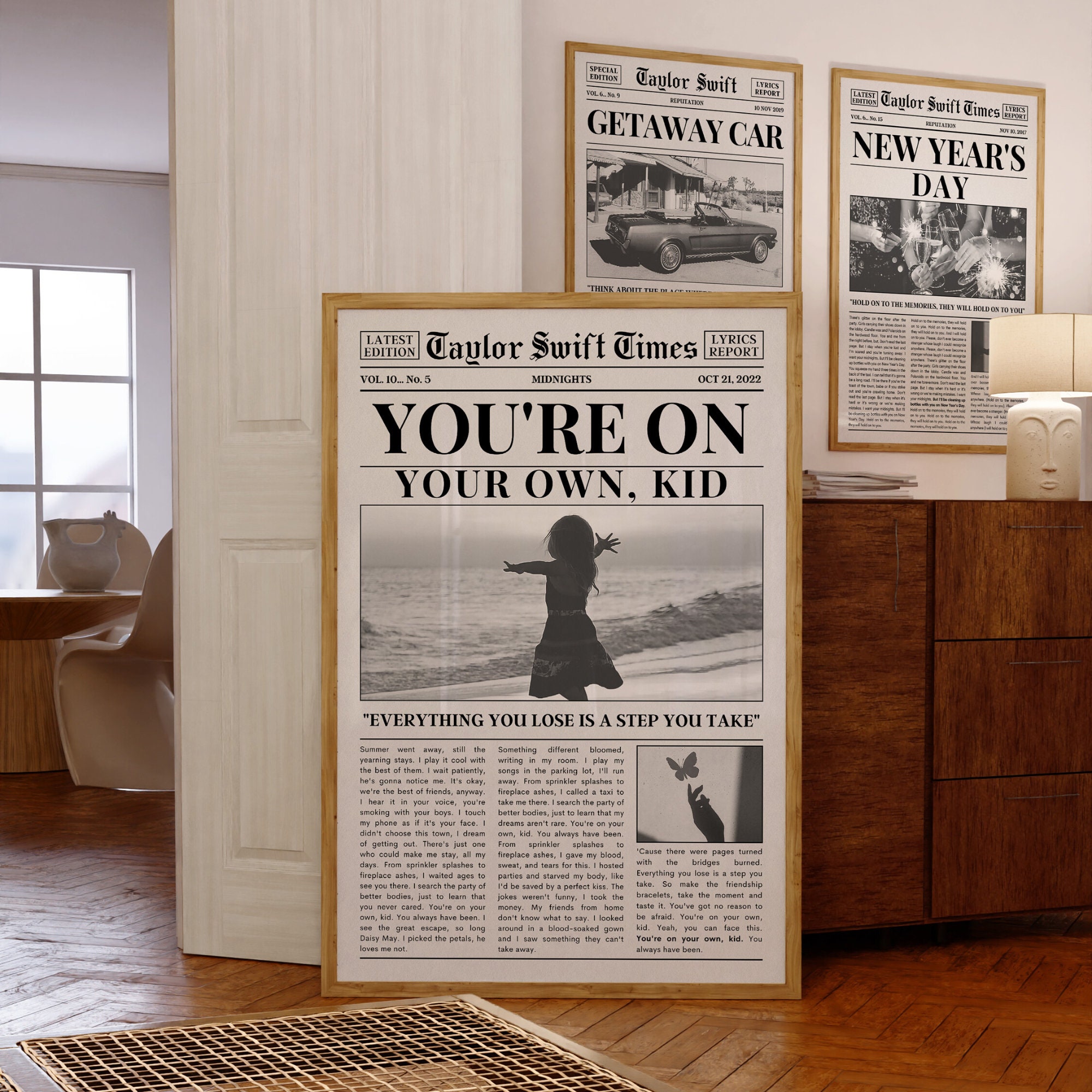 You're on Your Own Kid Retro Poster, Taylor Newspaper Print, Midnights ...