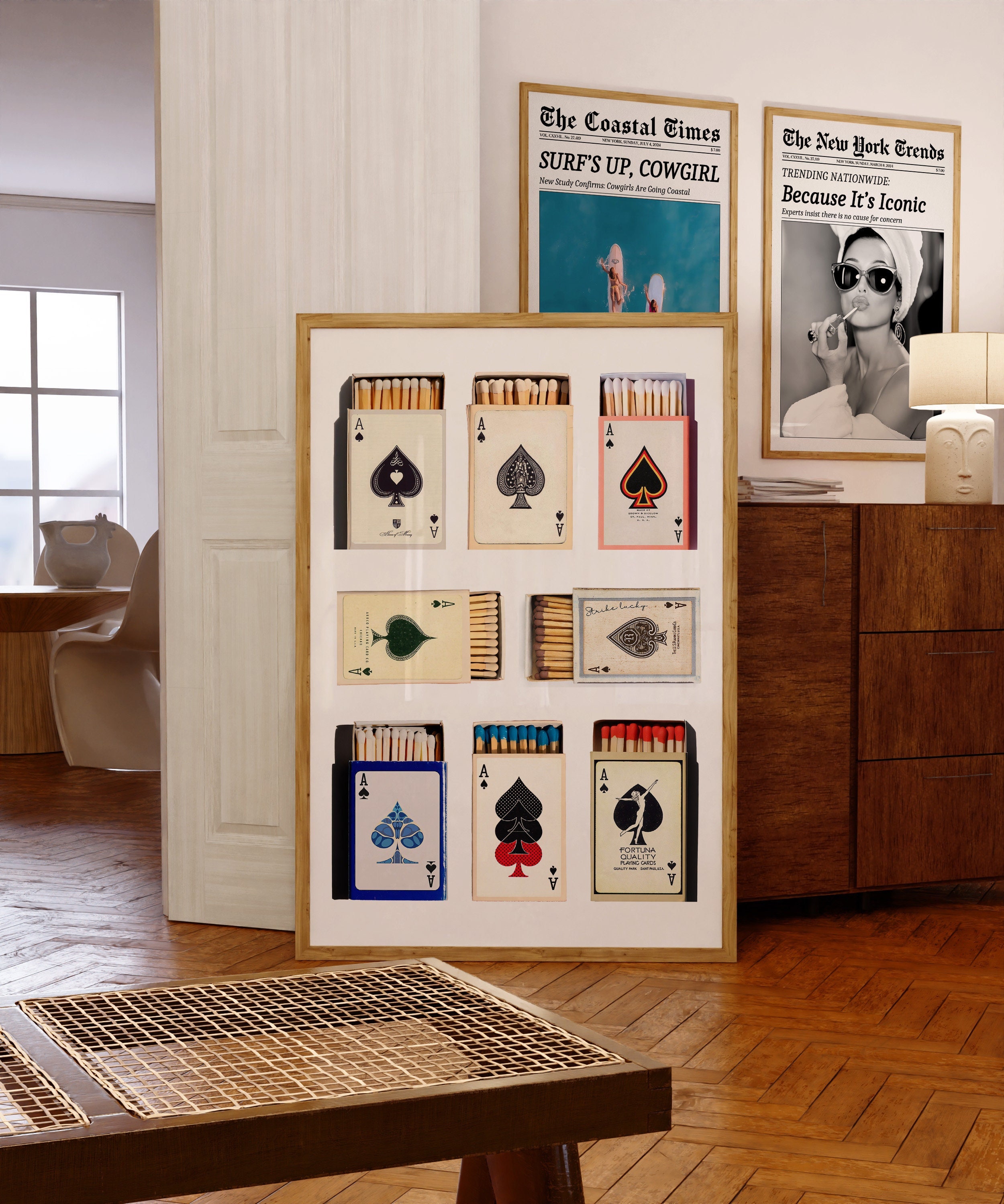 Ace of Spades Playing Card Matchbox Print, Trendy Retro Wall Art ...