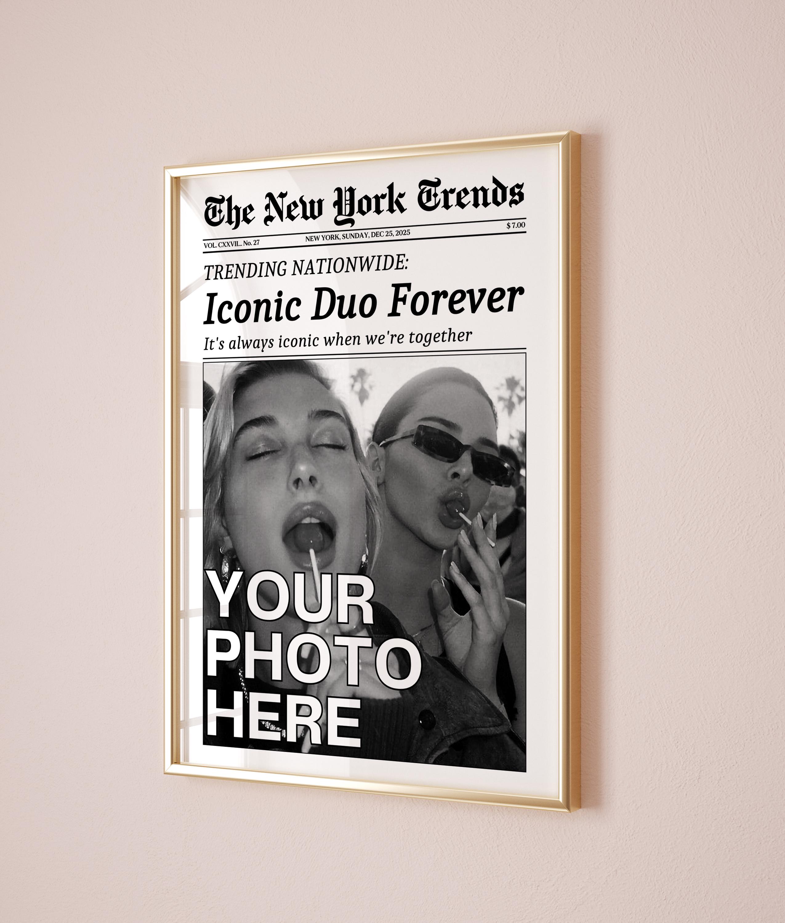 CUSTOM Newspaper Print, Best Friend Poster, New York Times Wall Art ...