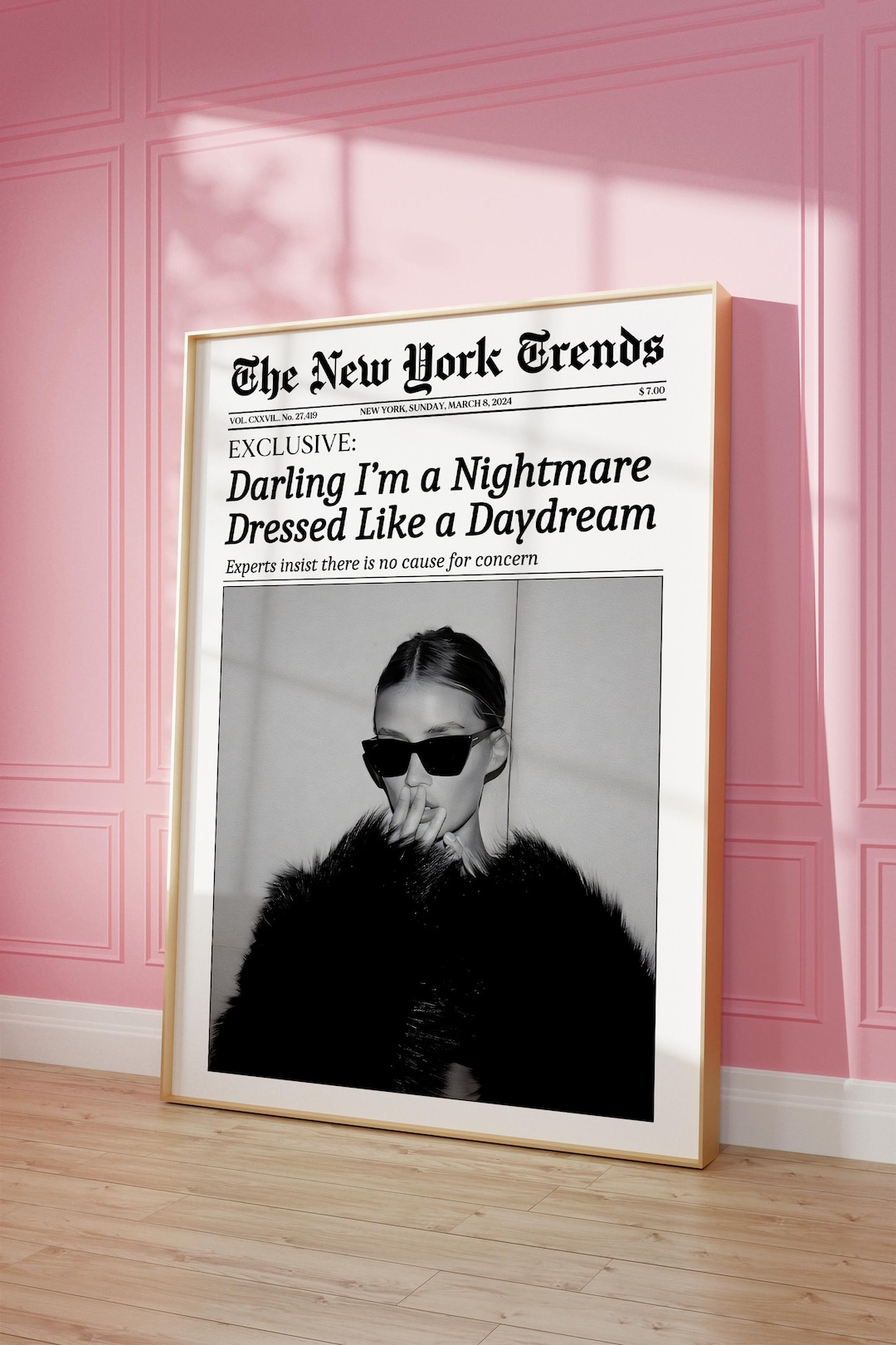 Trendy Newspaper Print, New York Times Wall Art, Woman Fashion Print ...