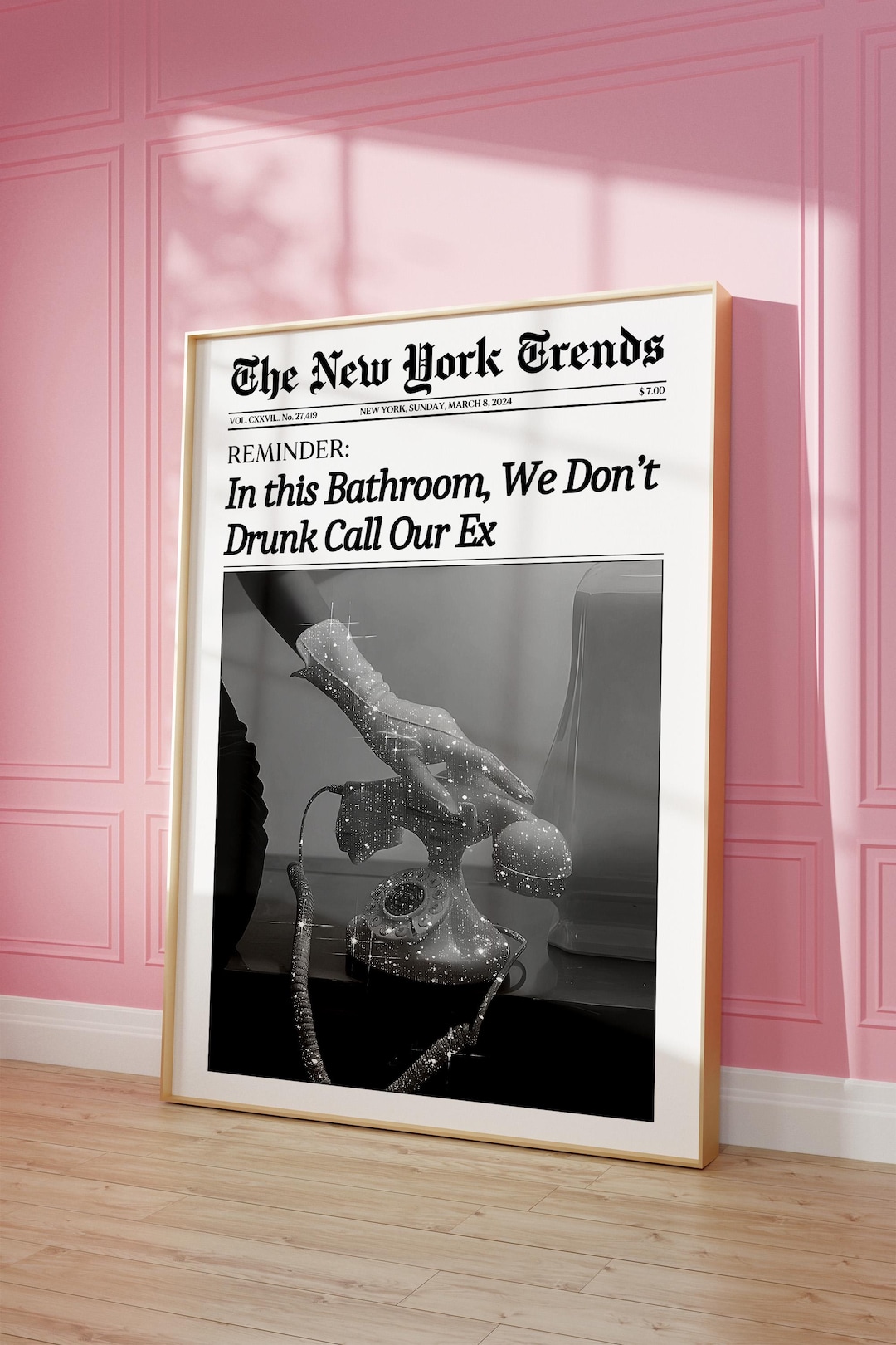 Trendy Newspaper Print, Bathroom Wall Art, New York Times Wall Art ...