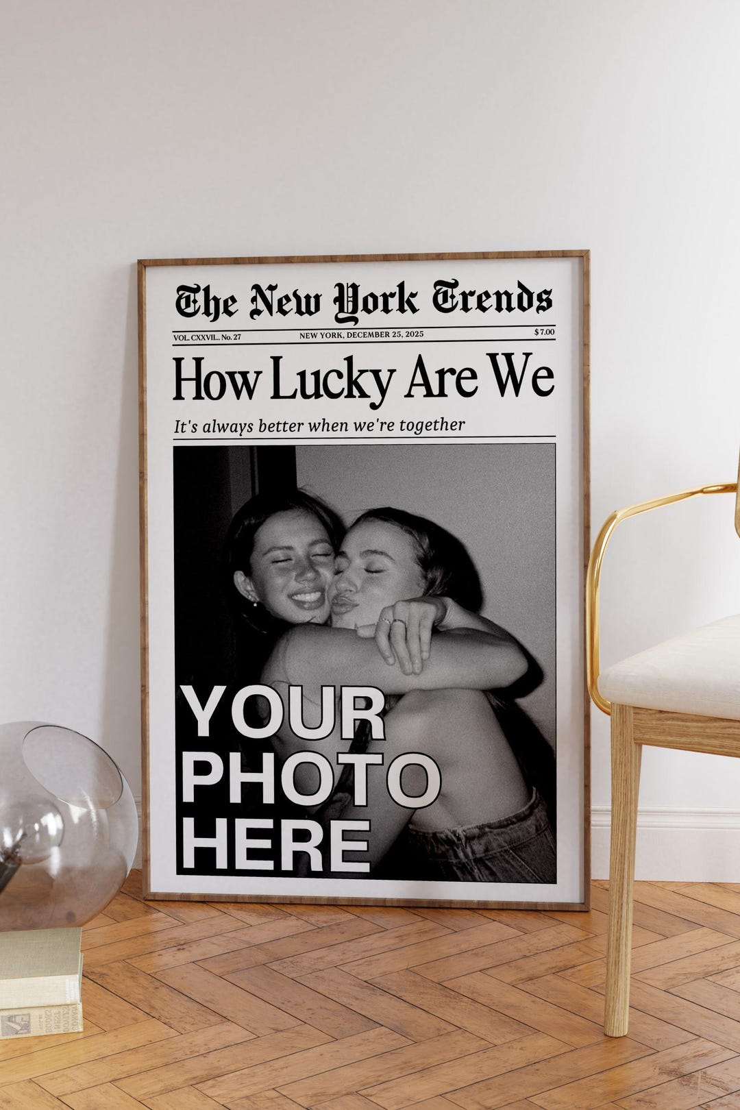 CUSTOM Newspaper Print, Personalized Best Friends Poster, Retro Bestie ...