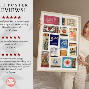 Vintage Matchbox Print, Trendy Matches Poster, Retro Matchbook Wall Art ...