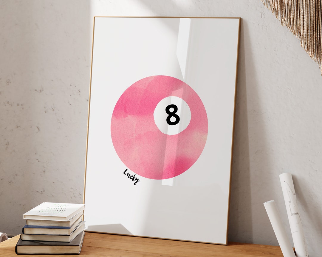 Vintage Pool Ball Print, Lucky 8 Ball Wall Art, Retro Hand Drawn Poster ...