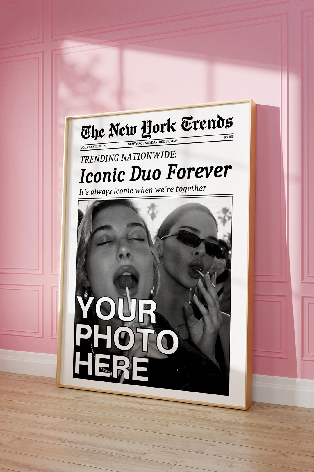 CUSTOM Newspaper Print, Best Friend Poster, New York Times Wall Art ...
