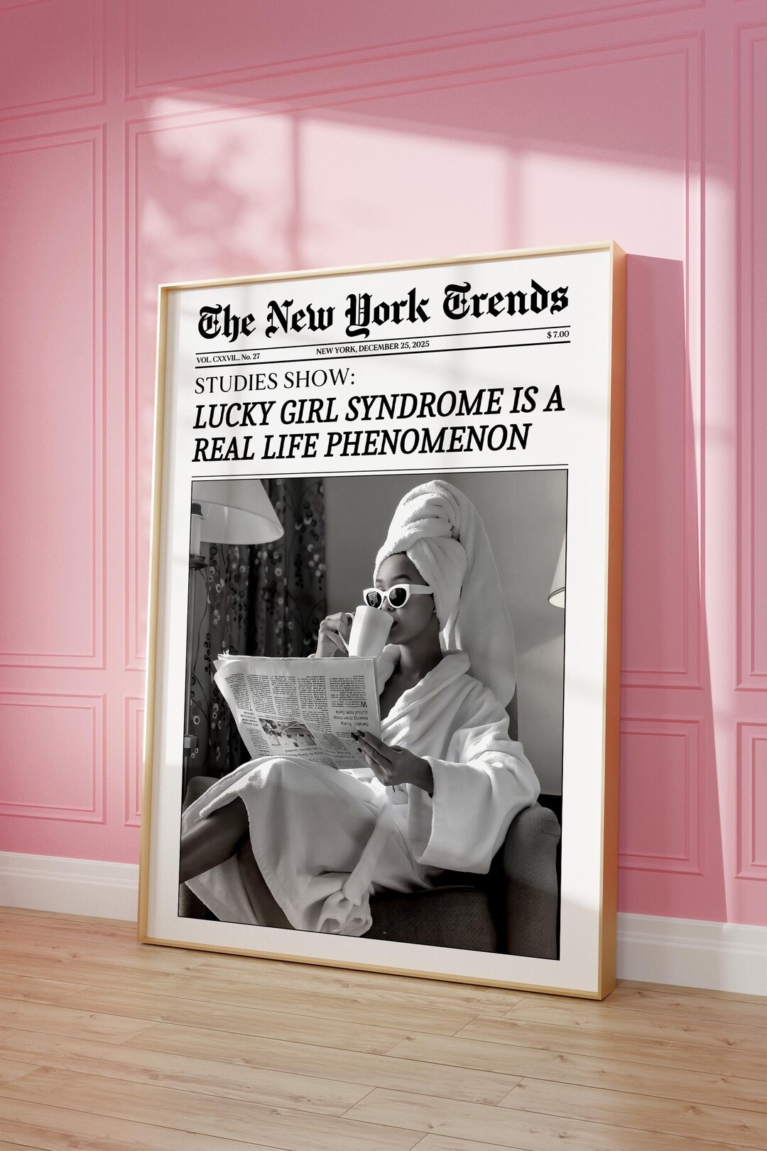 Trendy Newspaper Print, Lucky Girl Syndrome, New York Times Wall Art ...