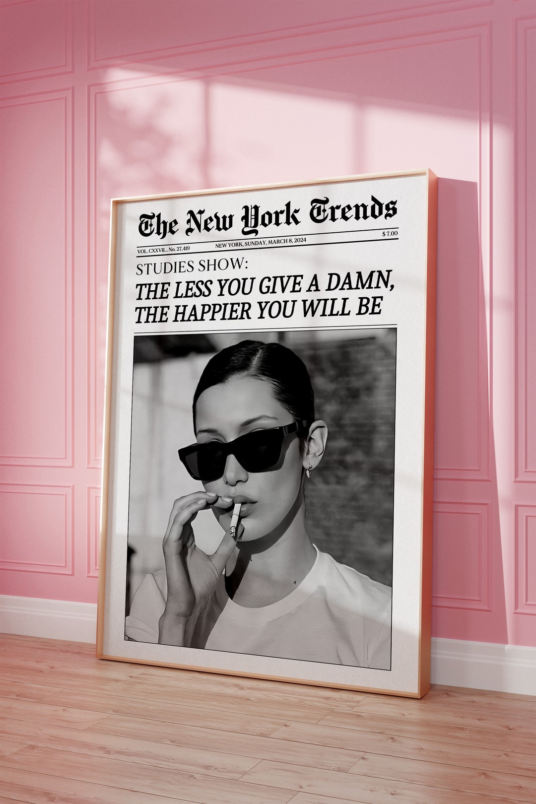 Trendy Girly Newspaper Print, New York Times Wall Art, Magazine Poster ...