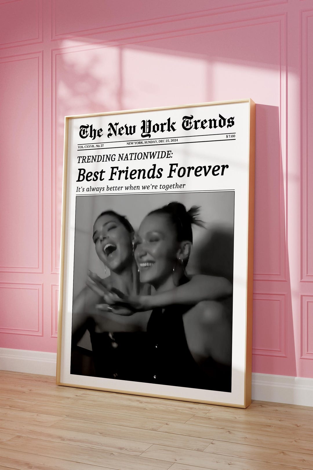 Trendy Newspaper Print, Best Friend Poster, New York Times Wall Art ...