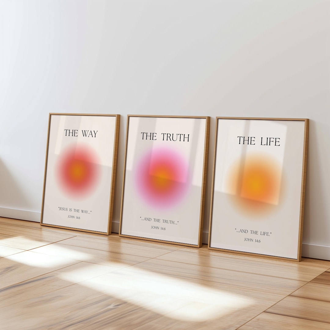 Positive Aura Posters Set of 3, Spiritual Energy Gradient Print, Trendy ...
