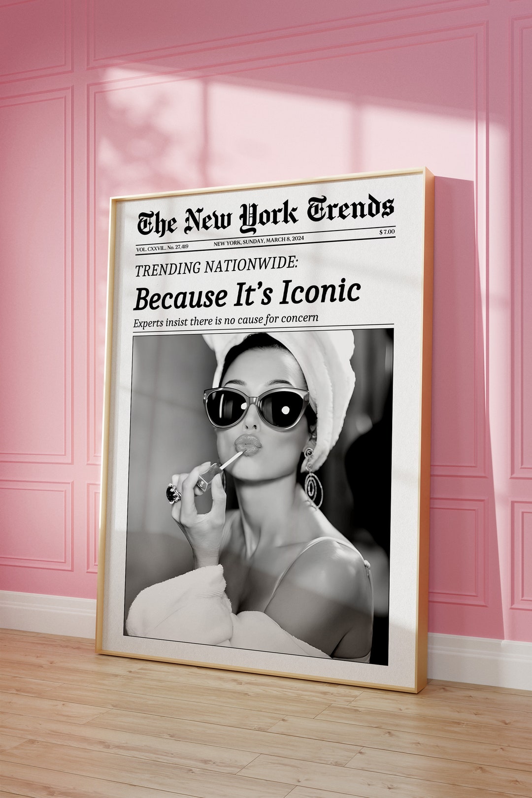 Trendy Girly Newspaper Print, New York Trends Wall Art, Magazine Poster ...