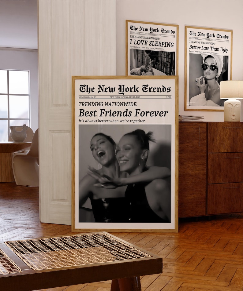 Trendy Newspaper Print, Best Friend Poster, New York Times Wall Art ...