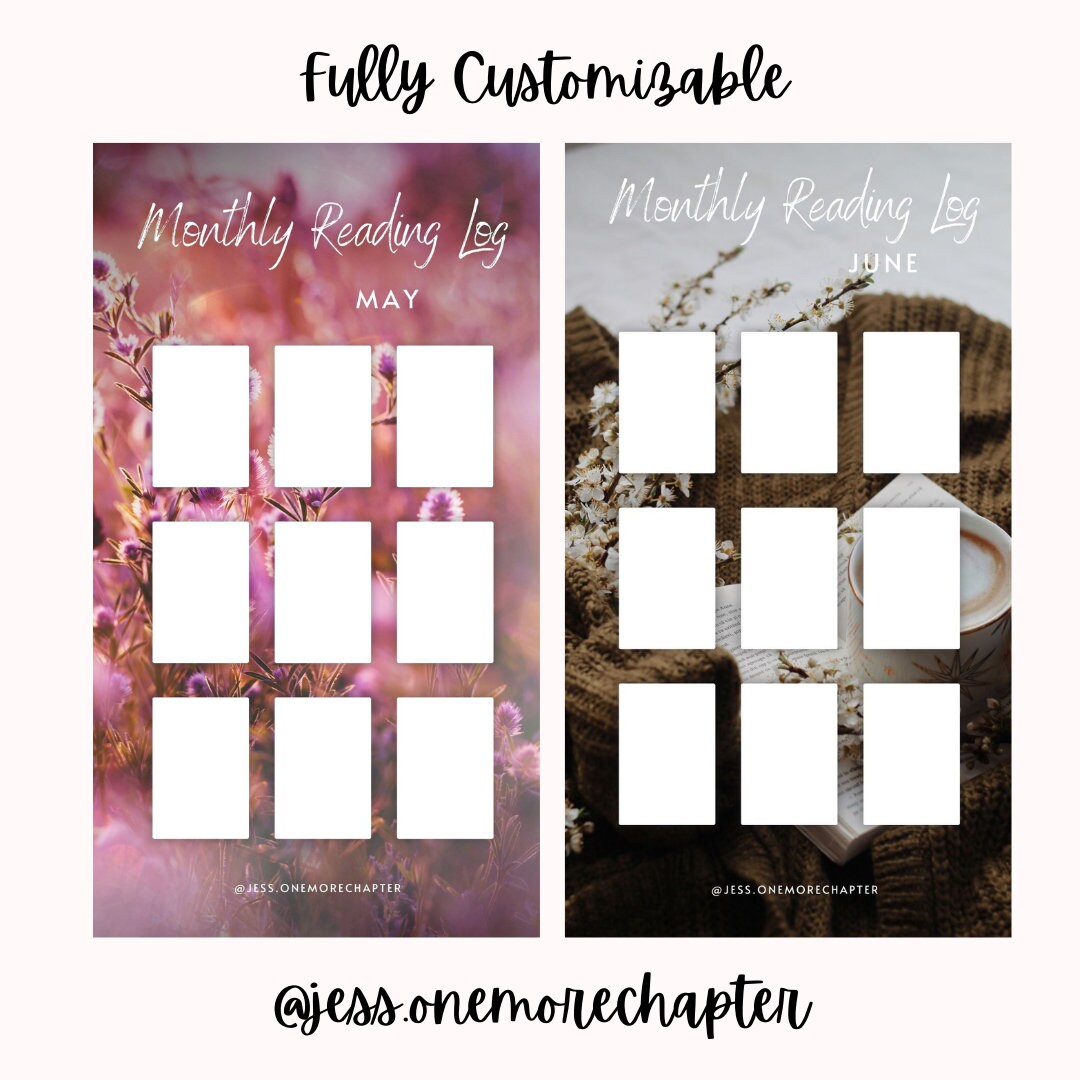 12 Monthly Reading Log Bookstagram Templates for Instagram Download - Etsy