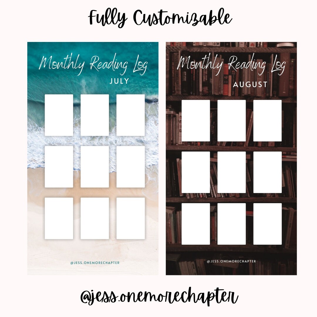 12 Monthly Reading Log Bookstagram Templates for Instagram Download - Etsy