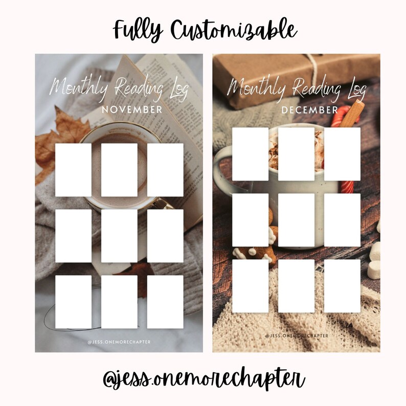 12 Monthly Reading Log Bookstagram Templates for Instagram Download - Etsy