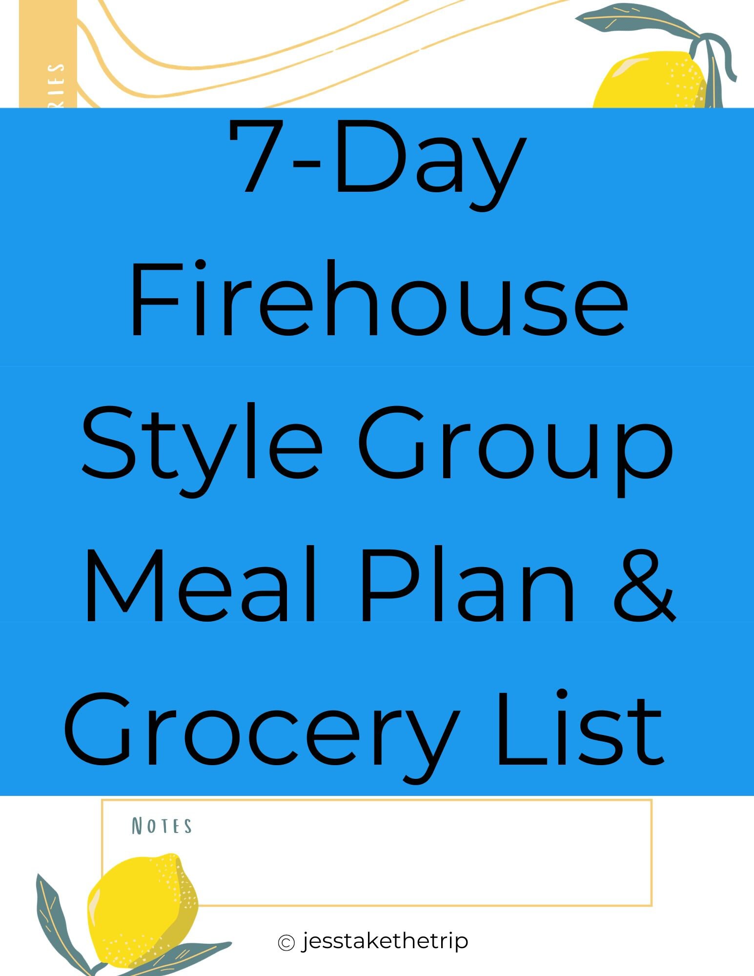 7-day Firehouse-style Group Meal Plan & Grocery List - Etsy