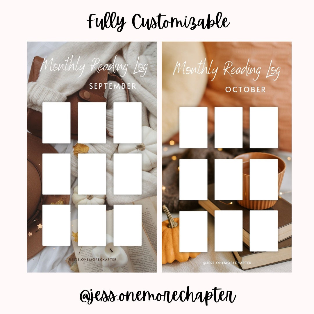12 Monthly Reading Log Bookstagram Templates for Instagram Download - Etsy