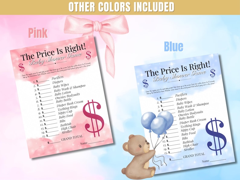 The Price is Right Baby Shower Game | Printable Youtube Activity ...