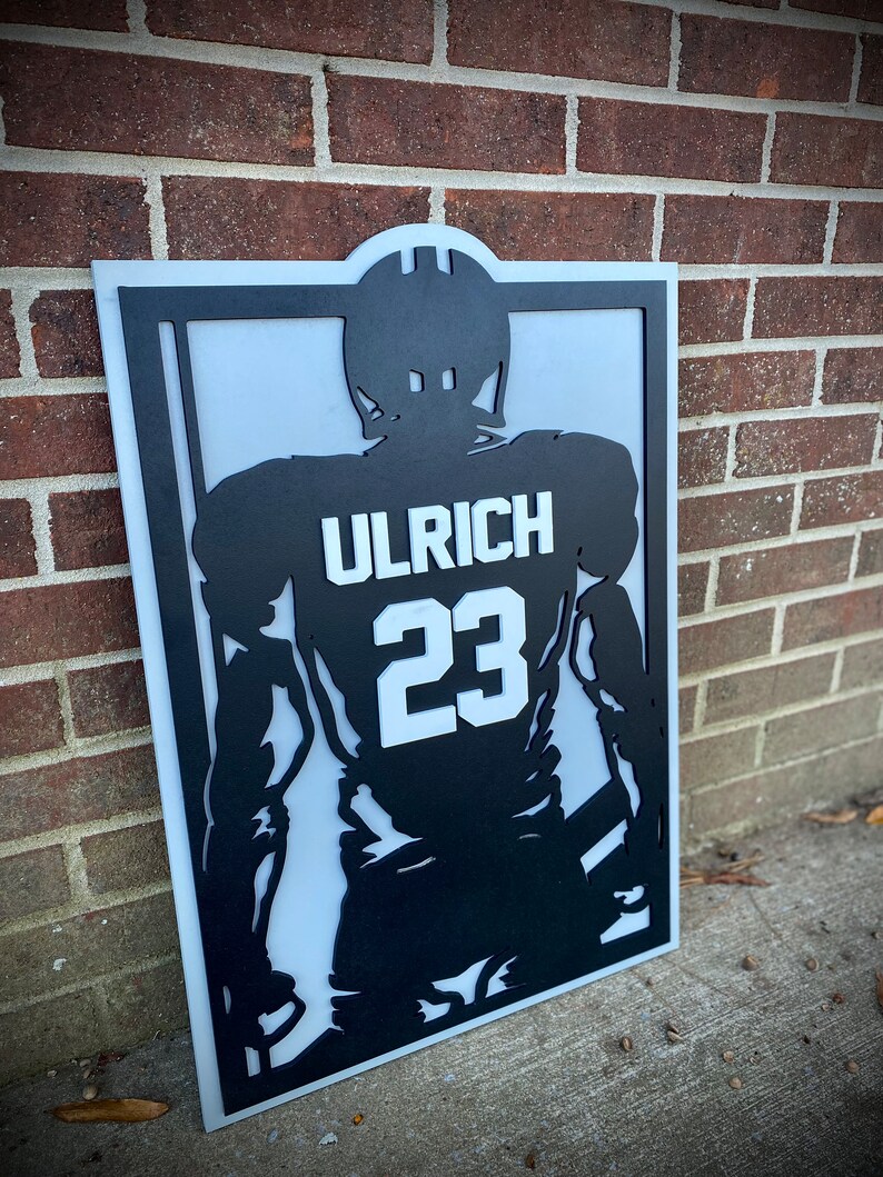 Football Player Plaque Football Player Sign Football Trophy Custom ...