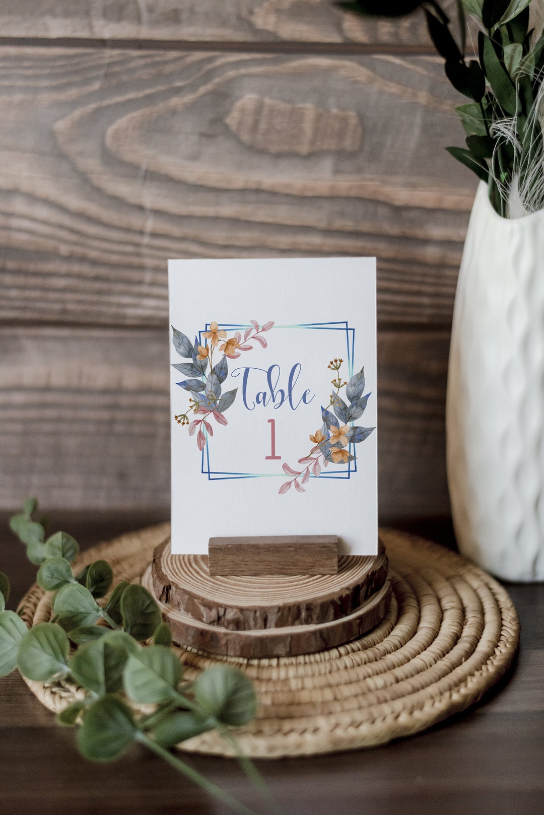 Blue Floral Printable Table Signs and Numbers. Blue and Pink - Etsy