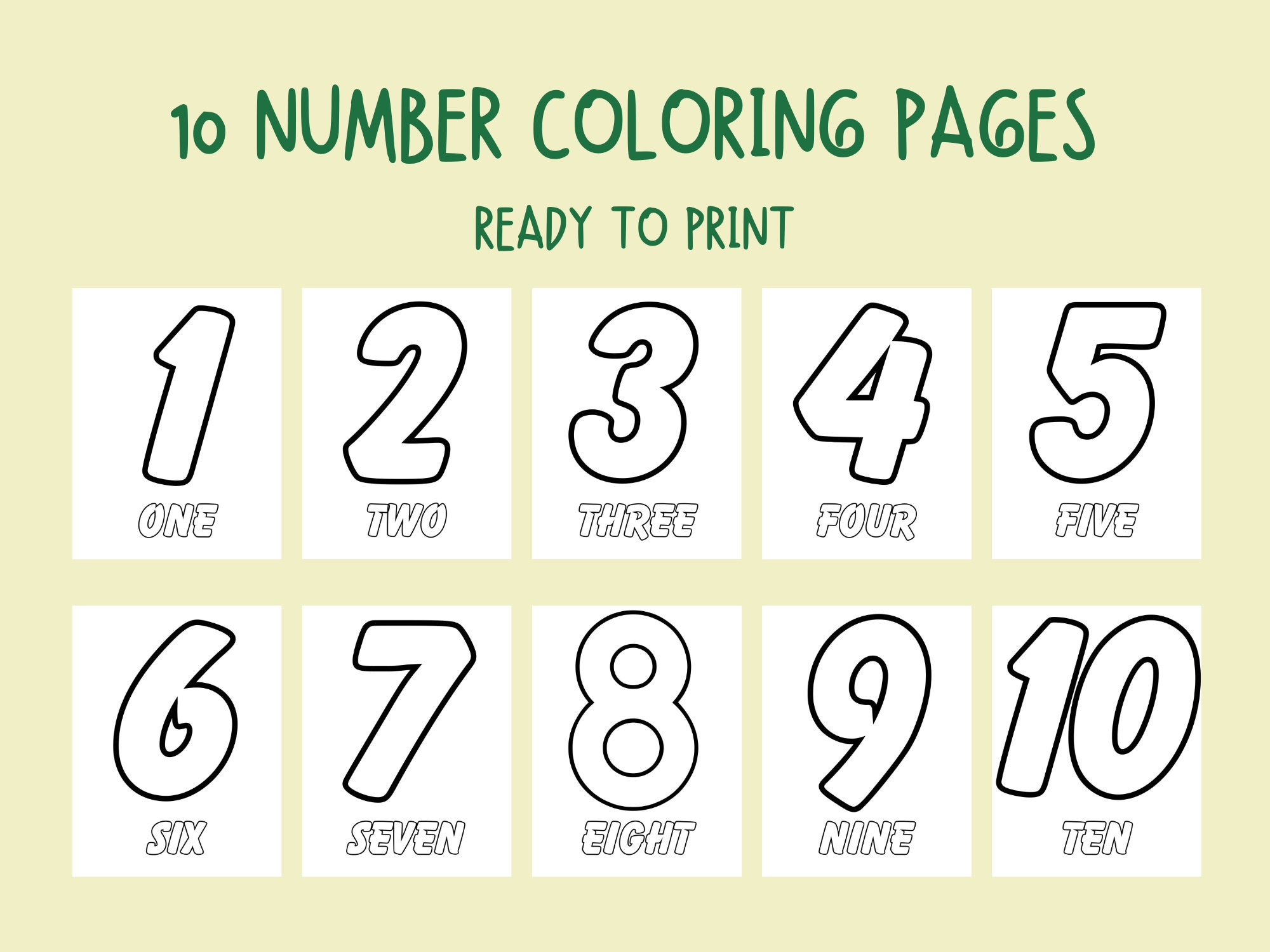 10 Number Coloring Pages Montessori Math Art Activity - Etsy