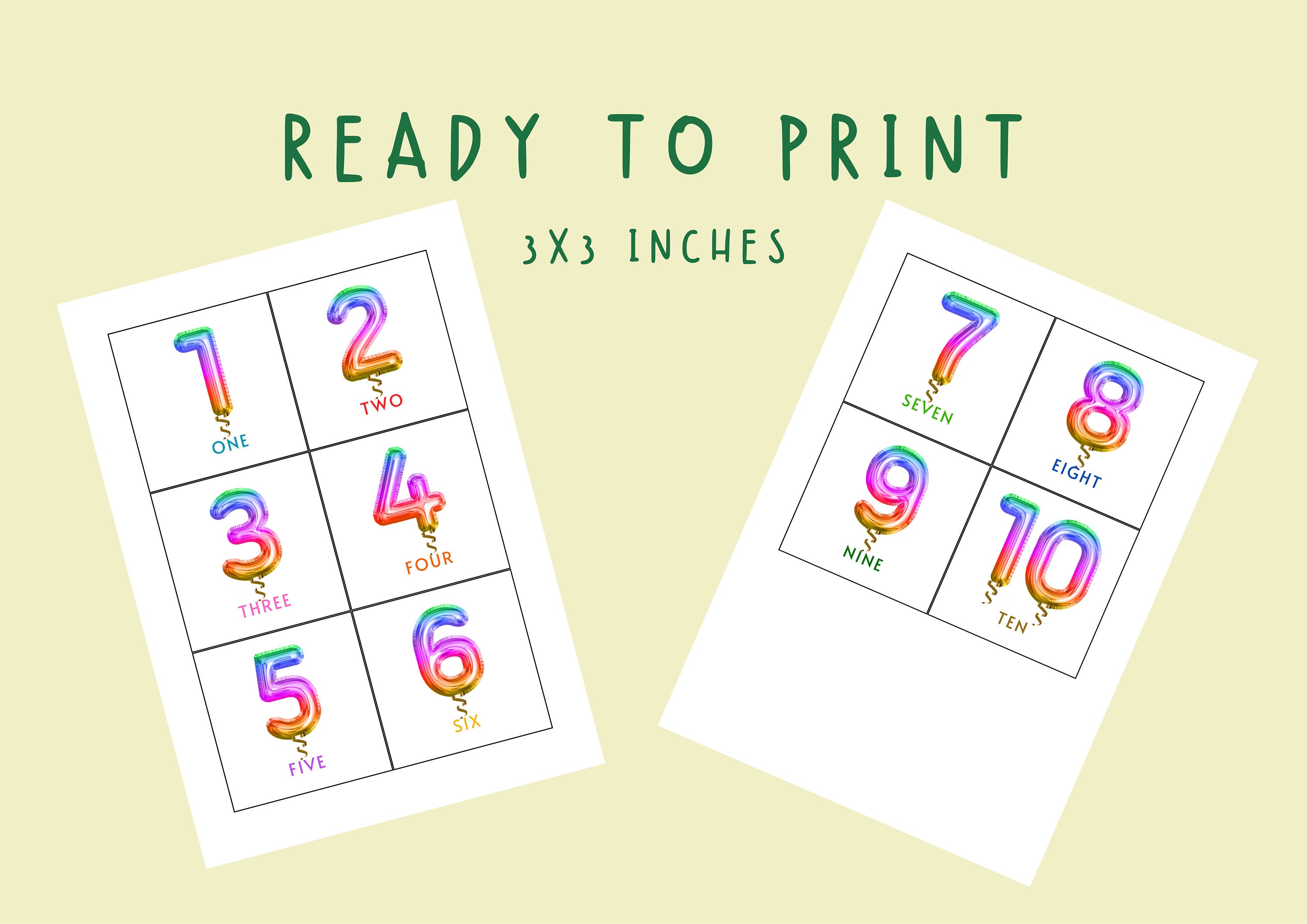 10 Number Flash Cards Montessori Math Educational Printables - Etsy