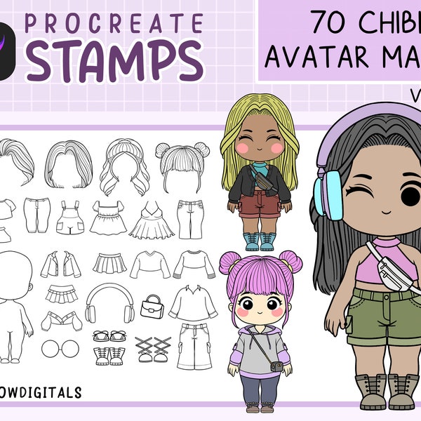 Procreate Chibi Stamps - Etsy