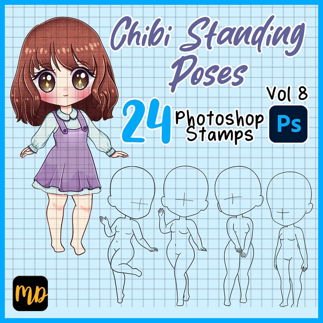 Photoshop Brush CHIBI STANDING Poses STAMP Woman Anatomy - Etsy