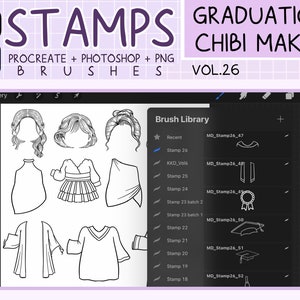 Procreate GRADUATION CHIBI AVATAR Maker Lineart, Stamp Brush, Procreate ...