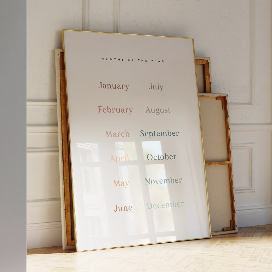 Months of the Year Poster Kids Printable Educational Wall Art ...