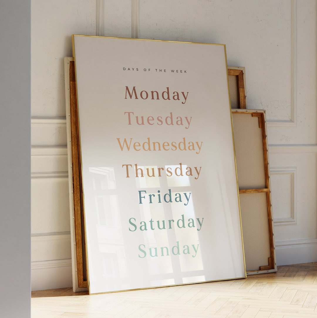Days of the Week Poster Kids Printable Educational Wall Art ...