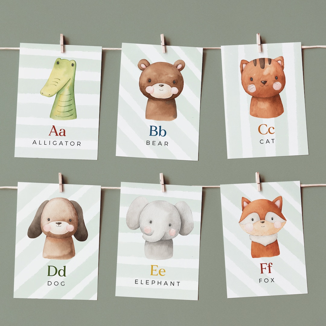 26 Printable Animal Alphabet Flash Cards Classroom Decor, Toddlers ...