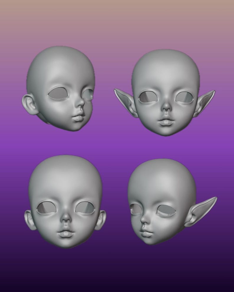 BJD Child Head STL for 3D Printing, Ball Jointed Doll Head , Stl Child ...