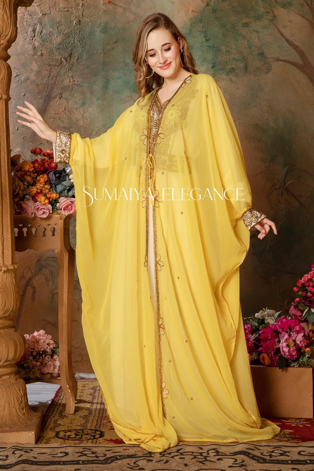 Victorya Inner Jacket Caftan Dubai Moroccan Kaftan Elegant Hand Beaded ...