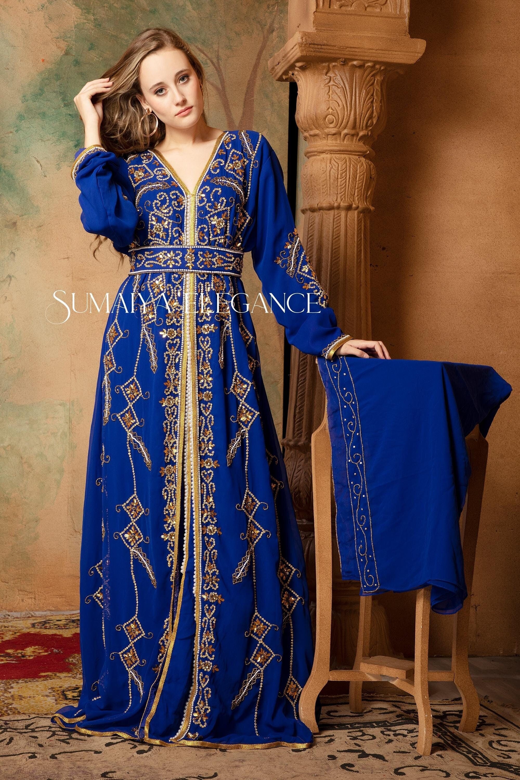 Iman Takchita Moroccan Caftan, Arabic Abaya Kaftan Dubai Fancy Hand ...