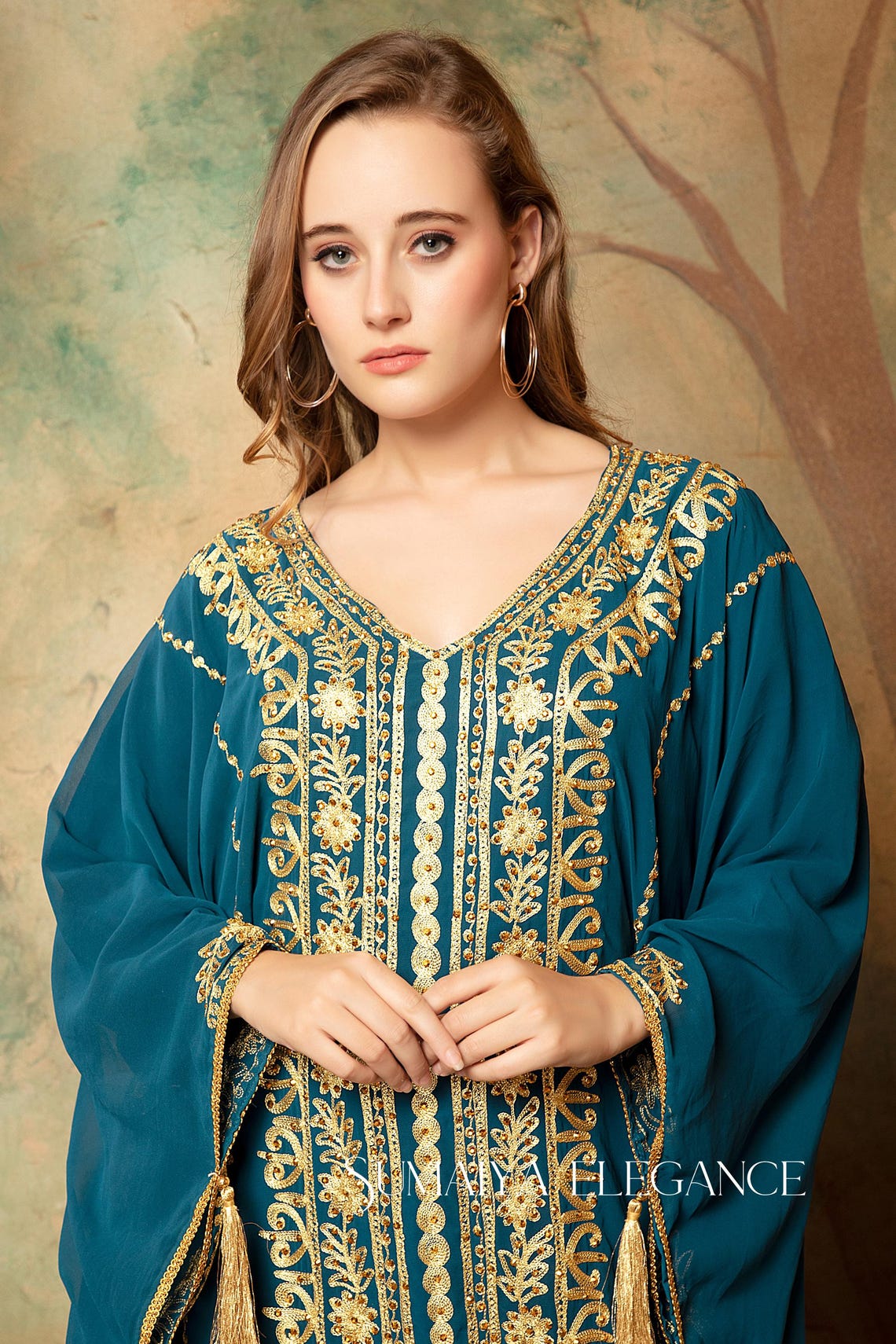 Mehar Abaya Kaftan Evening Moroccan Dubai Caftan Aari Embroidery Stones ...